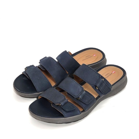 Clarks | Shoes | Clarcks Unstructured Womens Slide On Sandals Blue Sz ...
